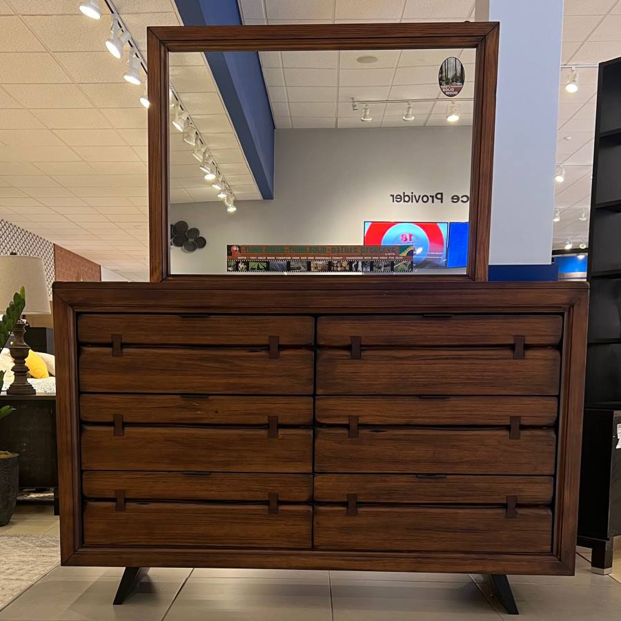 CARPENTRY - DRESSER & MIRROR , RUSTIC BROWN