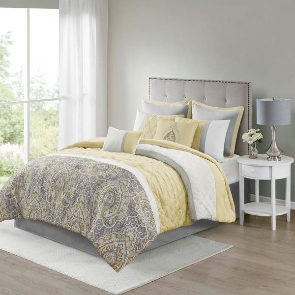 Yellow and gray comforter set queen store